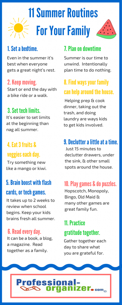 11 Summer Routines - Ellen's Blog, Professional Organizing for Kingwood ...