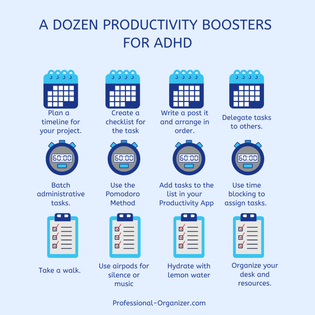 A Dozen Productivity Boosters for ADHD - Ellen's Blog, Professional ...